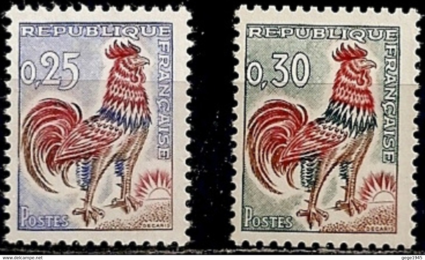 1962-1965 Coq de Decaris - France 1962 neuf ** N° 1331 & 1331A coq de ...