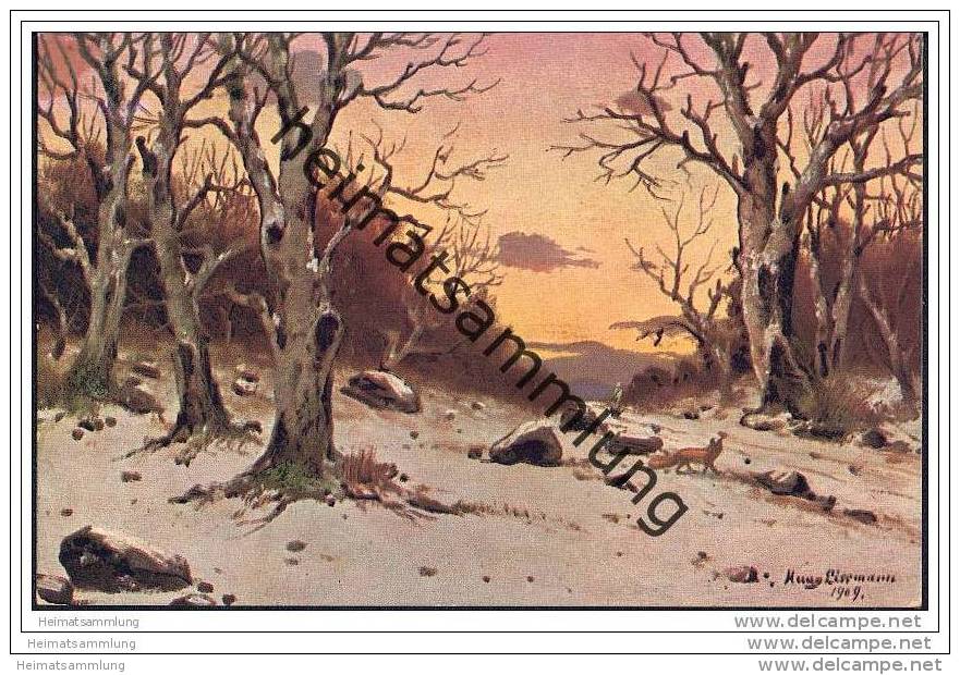 Chasse - Jagd - Künstlerkarte - signiert Hugo Liermann 1909