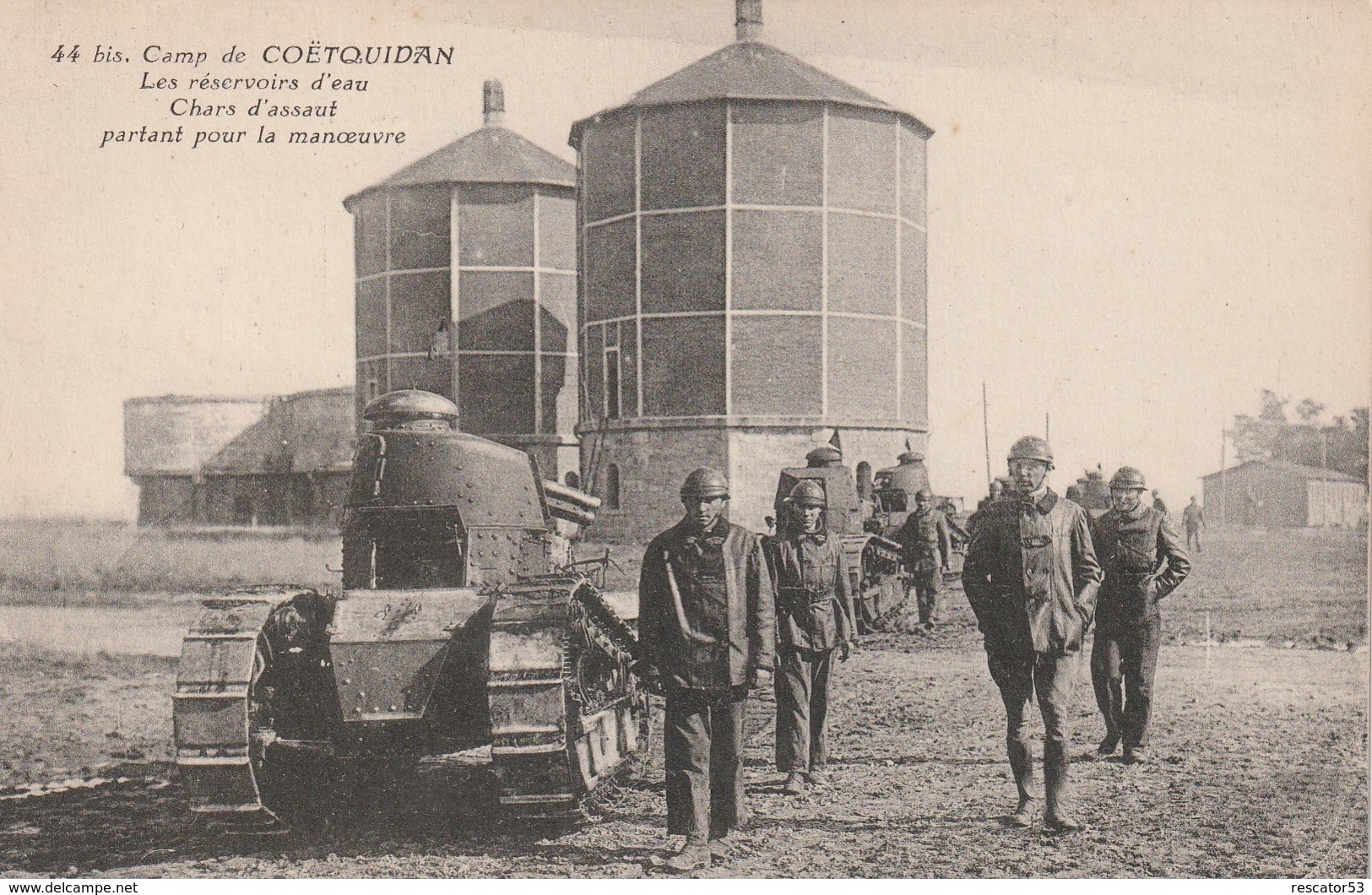 1914-18 - rare cpa camp de Coëtquidan les chars d'assaut