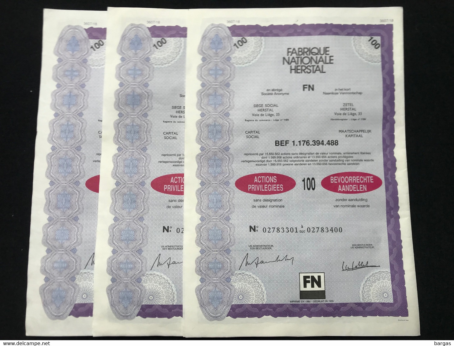Industrie - 3 x action belgique - fabrique nationale herstal FN
