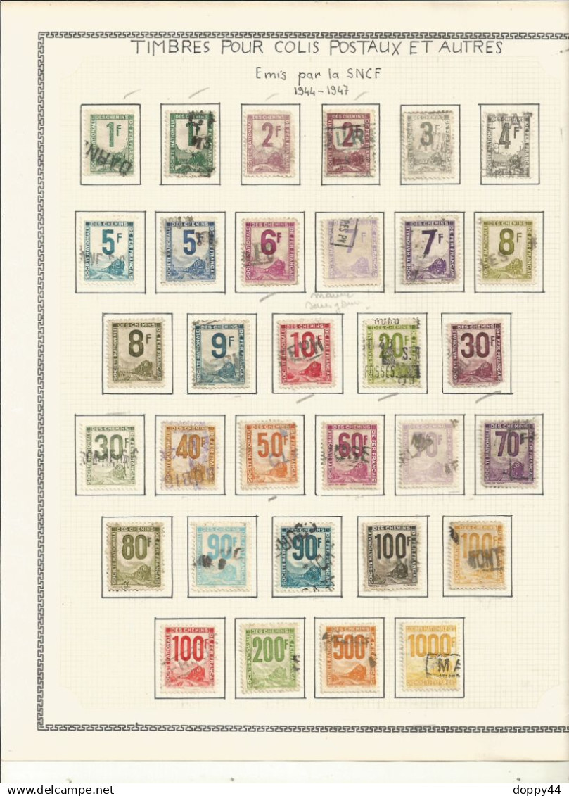 France - FRANCE COLLECTION COLIS POSTAUX OBLITERES 1/26 COTE 165 EUROS.