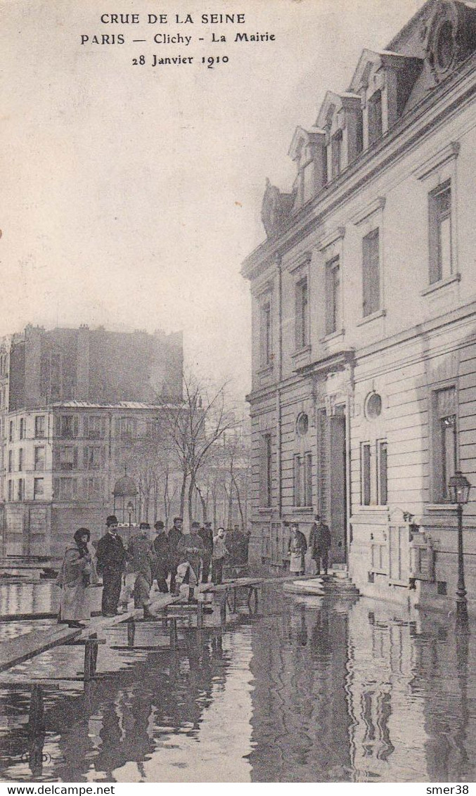 Inondations de 1910 - 75 - Paris - clichy - la mairie 28 janvier 1910