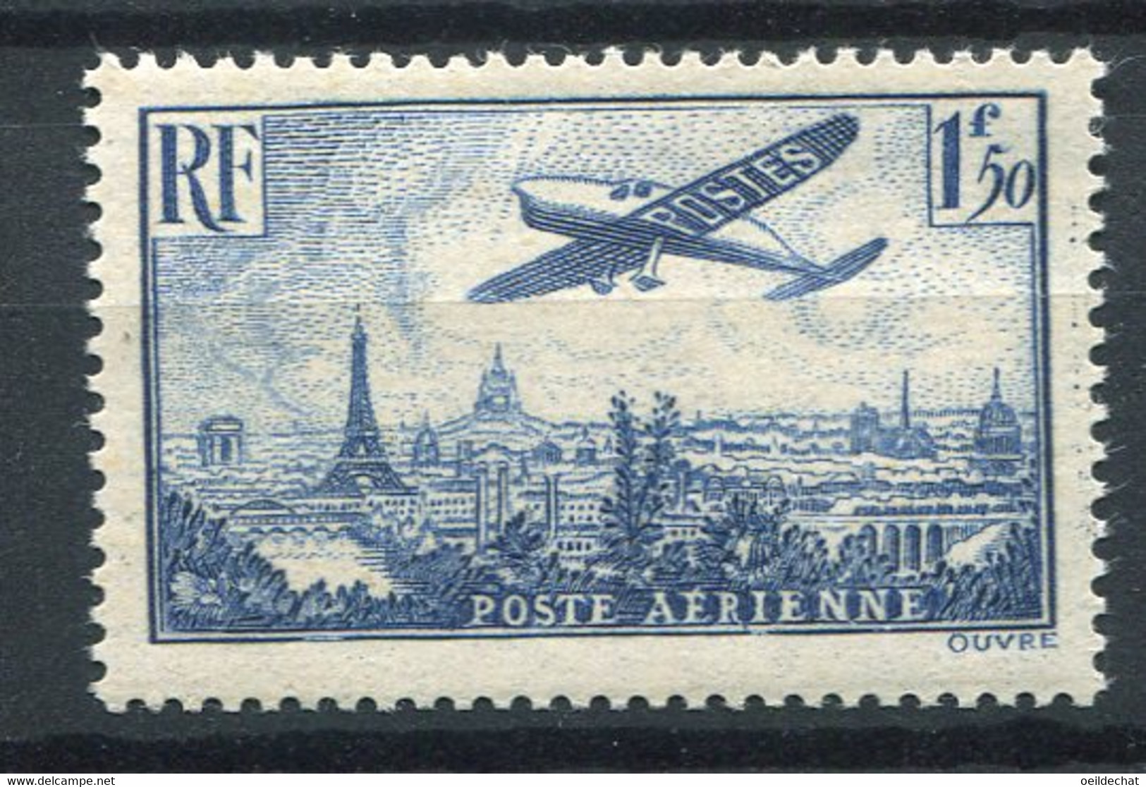 1927-1959 neufs - 24719 FRANCE PA9** 1F50 bleu Avion survolant Paris ...