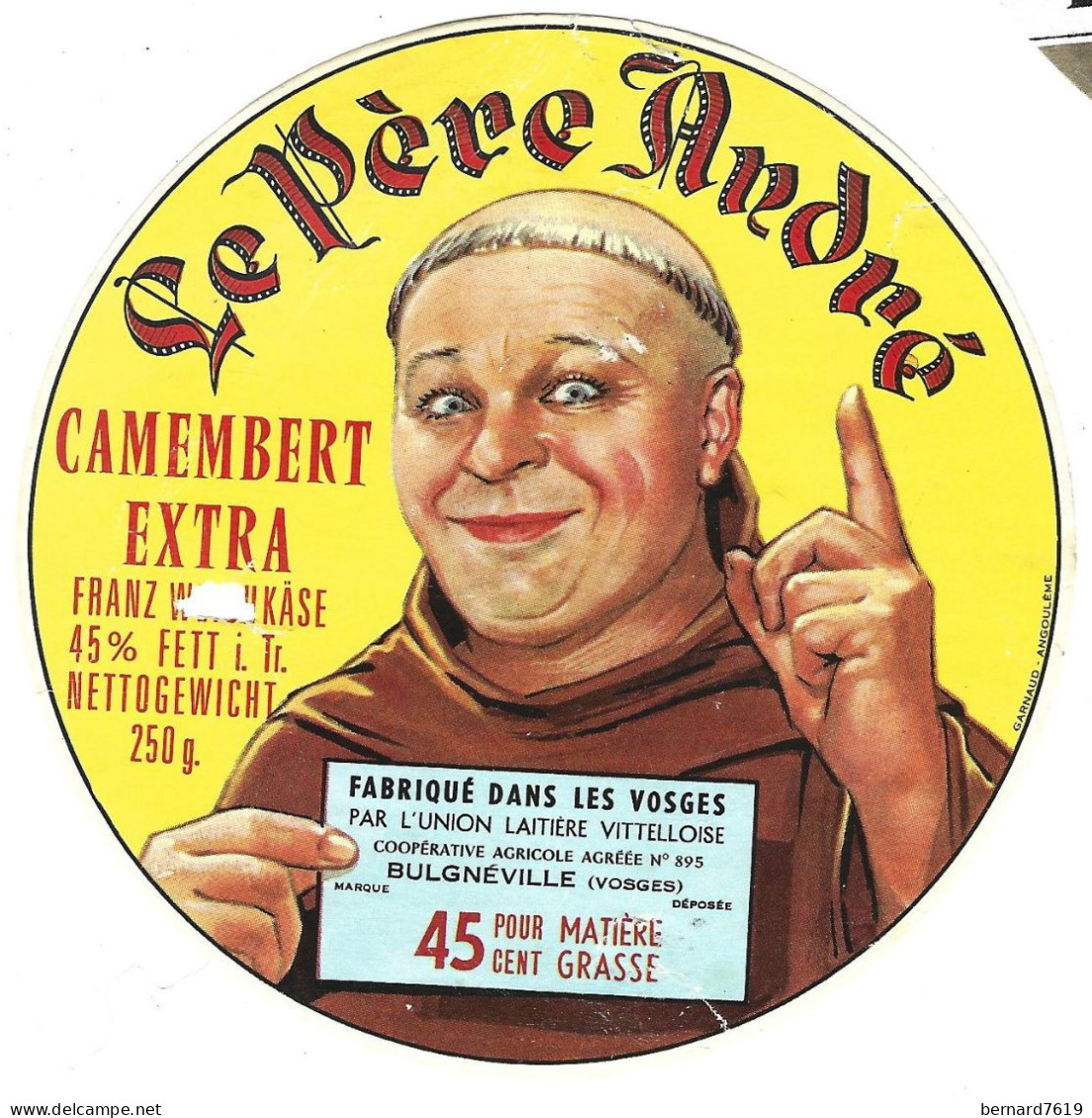 Fromage - etiquette de fromage -88 vosges - camembert le pere andre ...