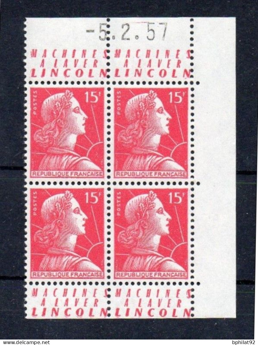 Neufs - !!! 15 F MARIANNE DE MULLER BLOC DE 4 AVEC PUBS MACHINES A ...