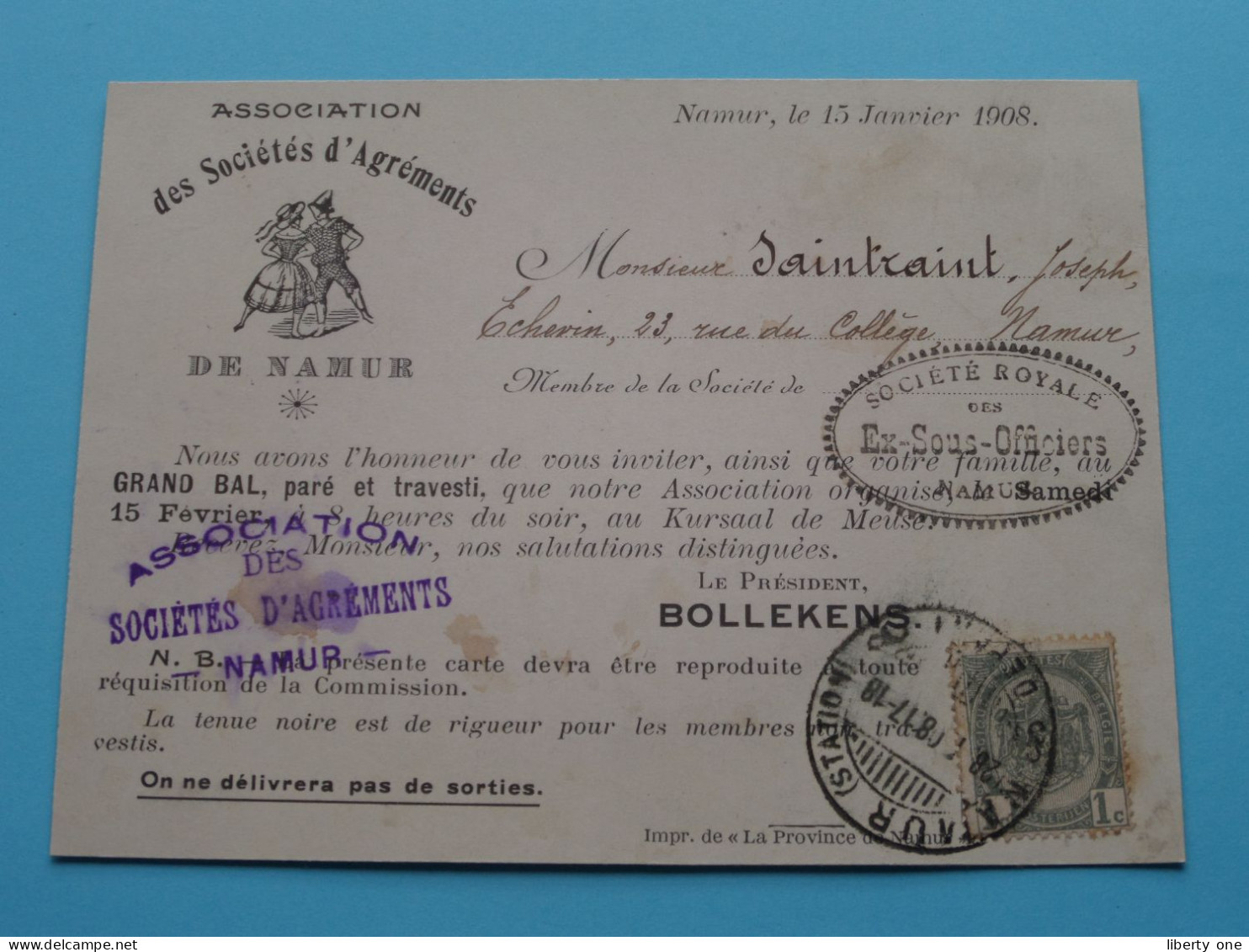 Tickets d'entrée - Ass. des Soc. d'Agréments de NAMUR > Invitation au ...