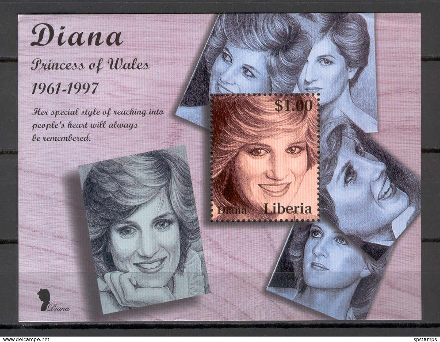 Liberia - Liberia 1997 Princess Diana Memorial MS #08 MNH