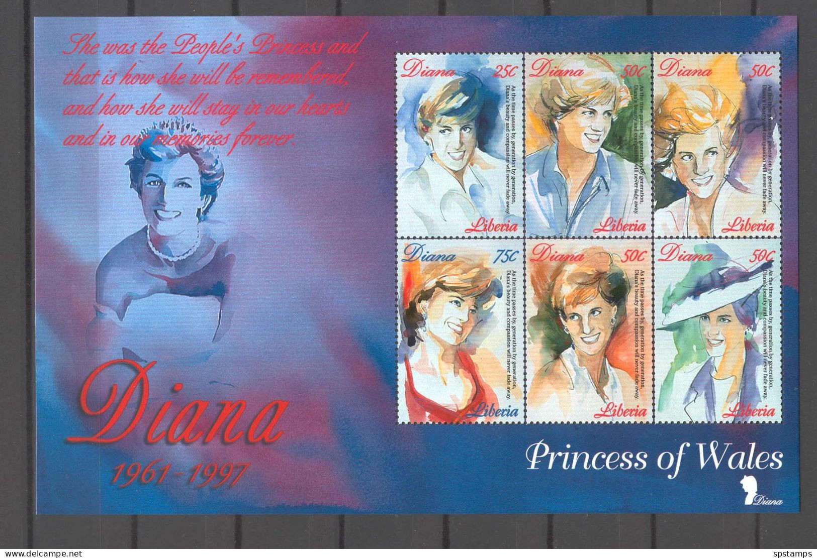 Liberia - Liberia 1997 Princess Diana Memorial MS #12 MNH
