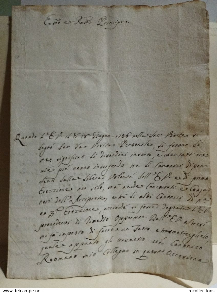 Manuscrits - Italy letter Italia Lettera Roma Ponzano Romano 1757