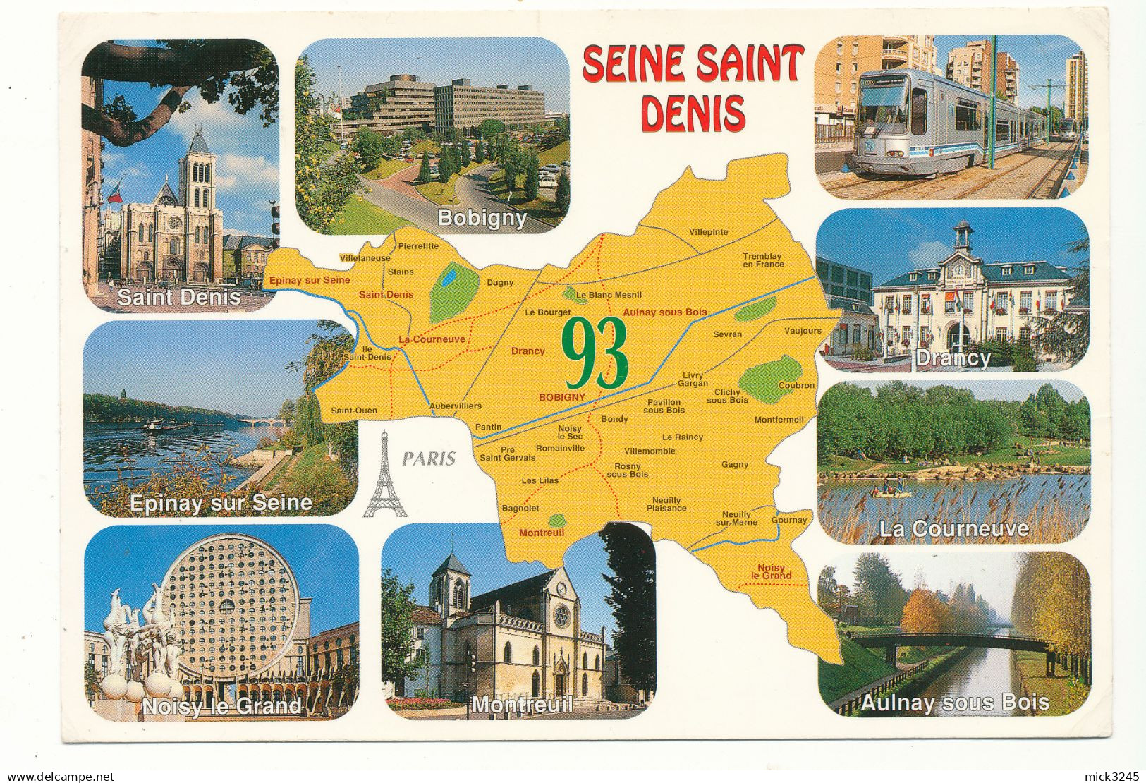 Cartes géographiques - 93 - Carte Géographique de la Seine Saint Denis ...