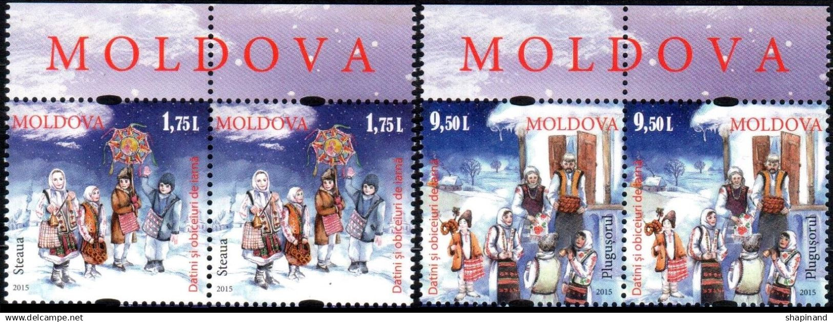 Moldavie - Moldova 2015 "Winter Customs and Traditions" 2 x 2v zd ...